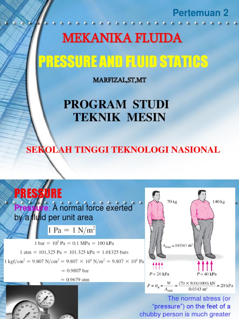 Mekanika Fluida: Pressure and Fluid Statics | PDF | Buoyancy | Pressure
