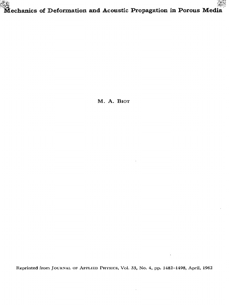 004 Biot M., 1962, Mechanics of Deformation and Acoustic Propagation in ...