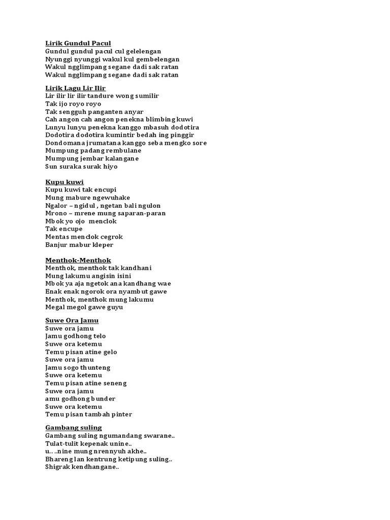 Lirik Gundul Pacul DLL | PDF