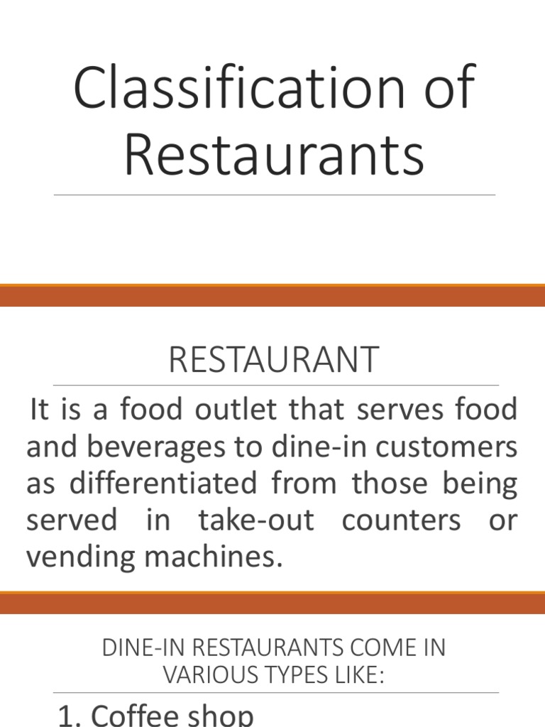 Classification of Restaurants | PDF | Restaurants | Waiting Staff