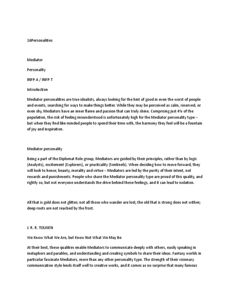 16personalities WPS Office | PDF | Mediation | Friendship