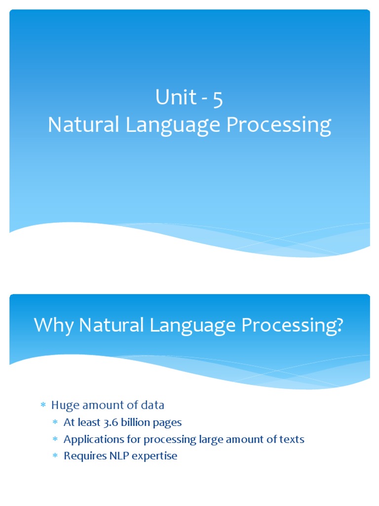 Unit - 5 Natural Language Processing | PDF | Parsing | Semantics