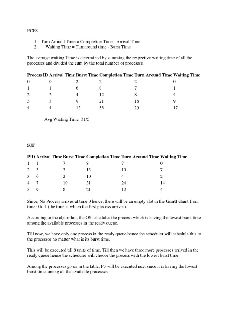 Fcfs and SJF Scheduling | PDF | Scheduling (Computing) | Concurrent ...