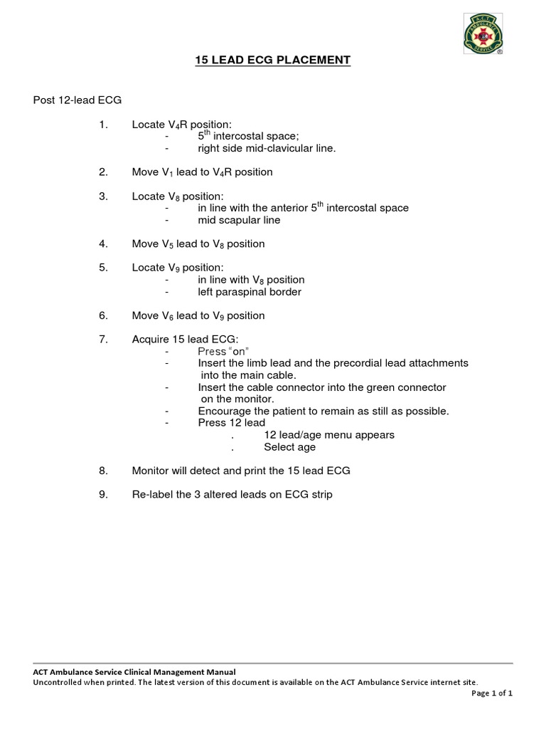 15 Lead ECG Placement Guide | PDF