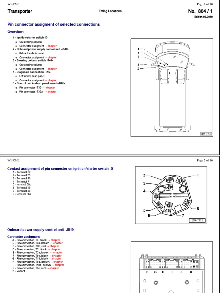 T5 Pin Connector Assignments Selected Connections PDF | PDF | Switch ...