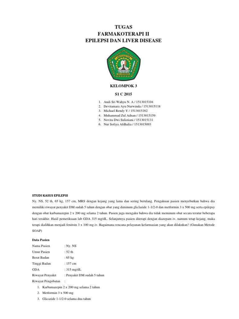 Soap Farmakoterapi II Epilepsi Dan Liver Disease Fix | PDF