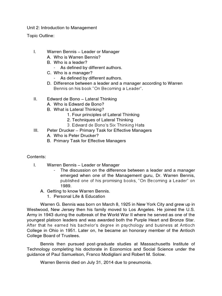 Introduction To Management - Notes Part 3 | PDF | Leadership | Thought