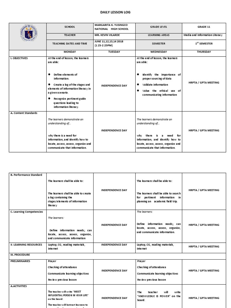 Information Literacy Lesson Plan | PDF | Information Literacy | Literacy