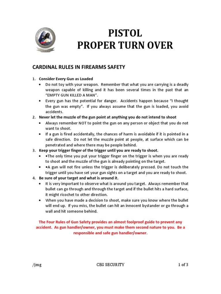 Pistol - Proper Turn Over | PDF | Magazine (Firearms) | Trigger (Firearms)