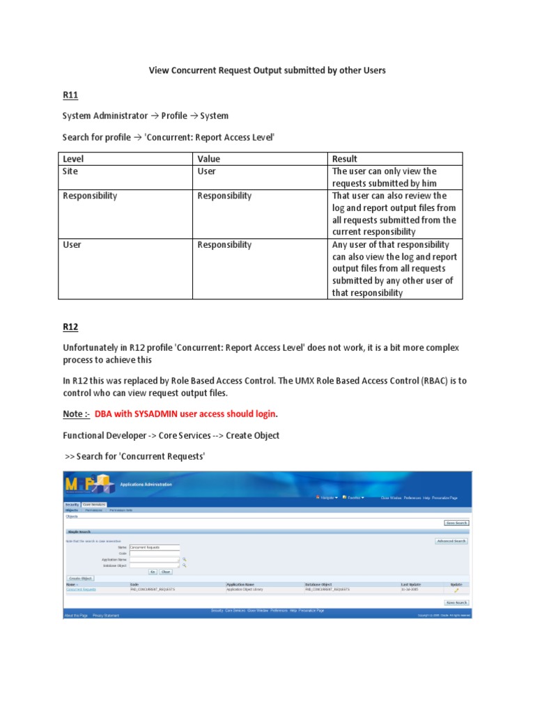 Oracle - R12 View Concurrent Request Output by Others | PDF | Software Engineering | Information ...