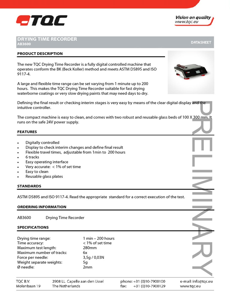Drying Time Recorder Ab3600 | PDF | Nature