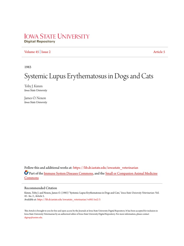 Systemic Lupus Erythematosus in Dogs and Cats | PDF | Systemic Lupus ...