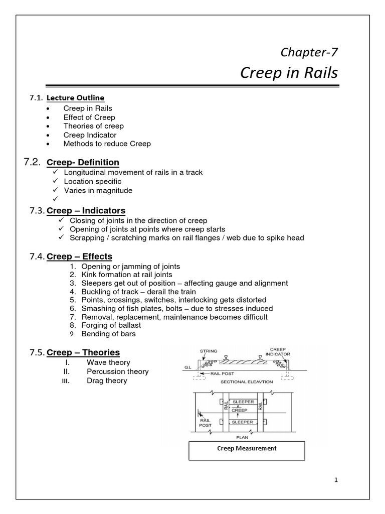 Lec 7 Creep | PDF | Track (Rail Transport) | Rail Transport