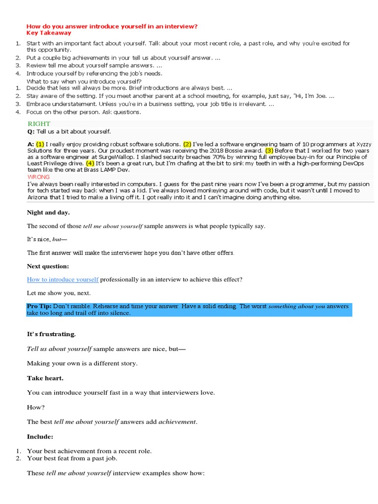 Mastering Your Interview Introduction | PDF | Question | Employment