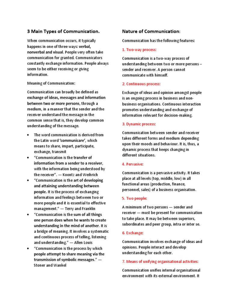 3 Main Types of Communication | PDF | Nonverbal Communication ...