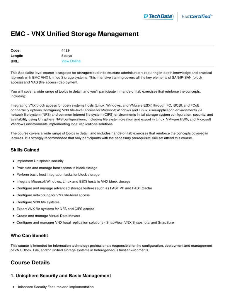 VNX Unified Storage Management | PDF | File System | Computer Data Storage