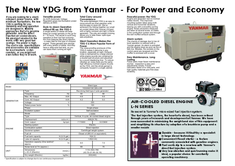 The New YDG from Yanmar: A Versatile, Compact, and Silent Generator ...