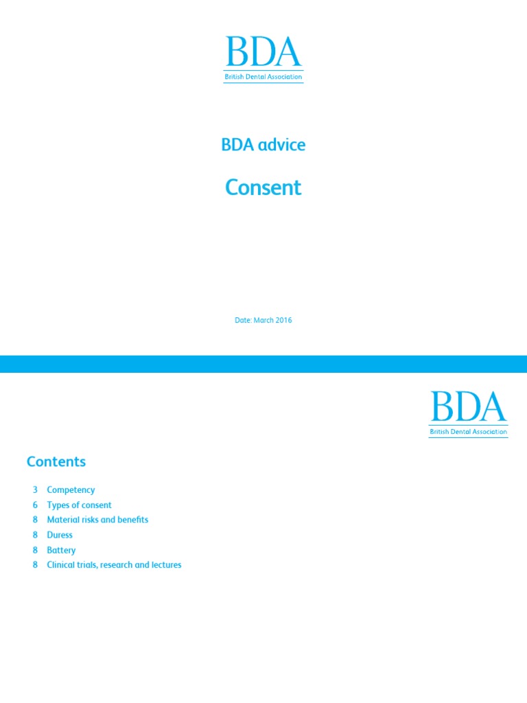 BDA Consent 2016 | PDF | Informed Consent | Consent