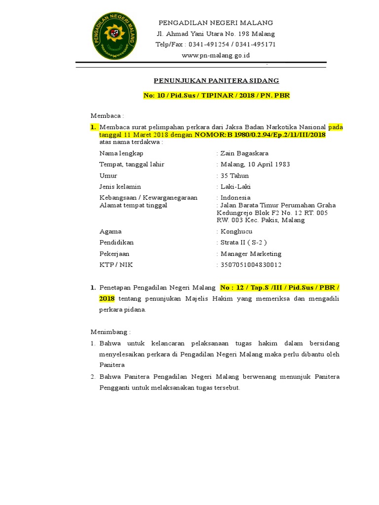 04-Surat Penetapan Panitera | PDF