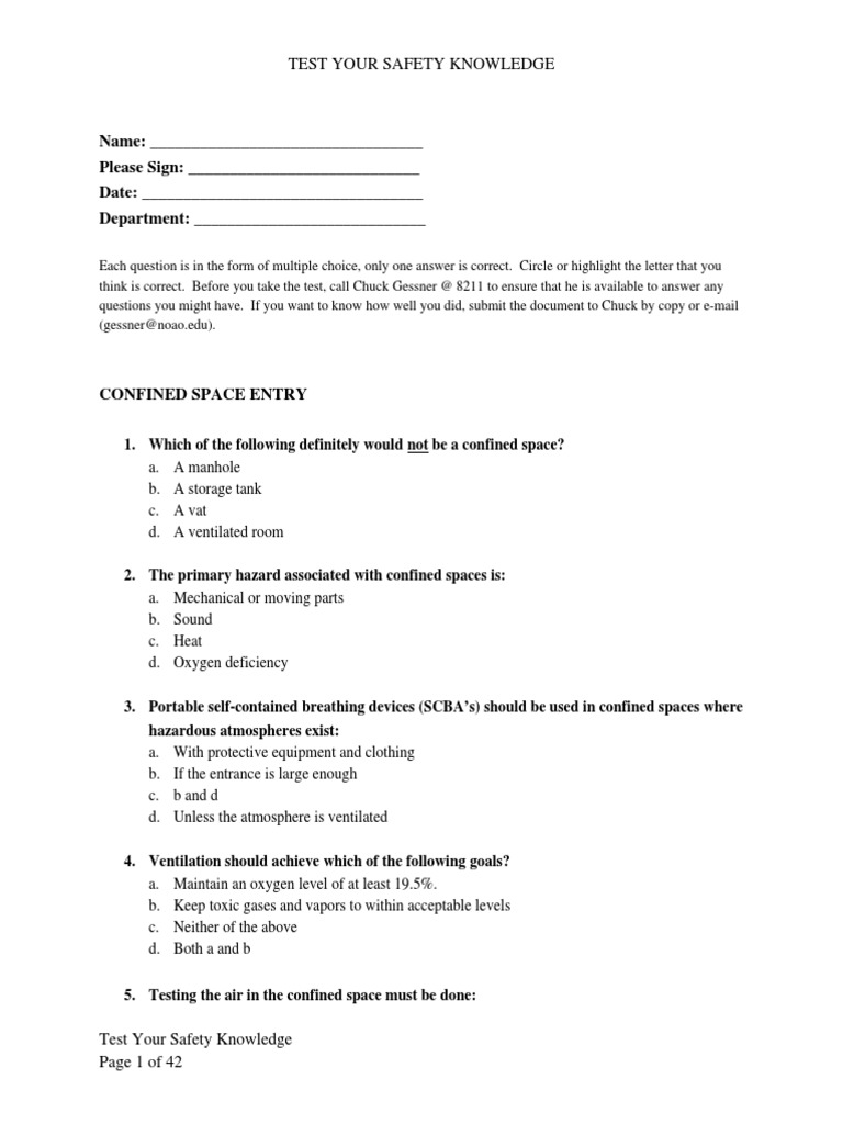 Test Your Safety Knowledge | PDF | Personal Protective Equipment ...