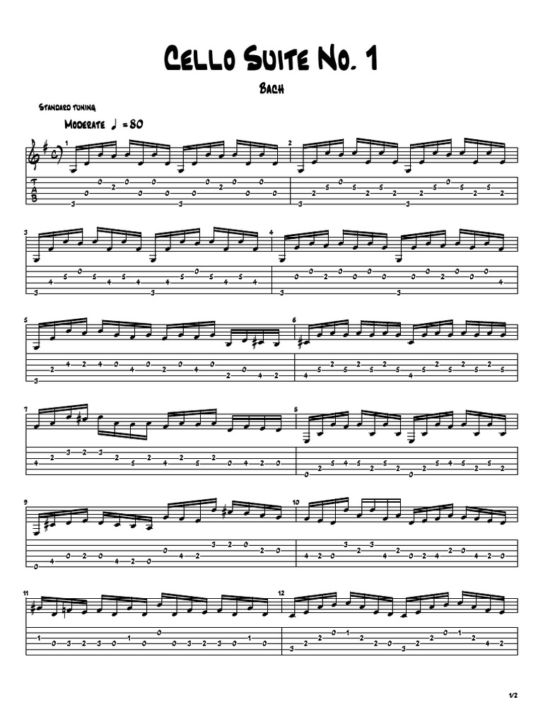 Bach - Cello Suite No 1 | PDF | Elements Of Music | Classical Compositions