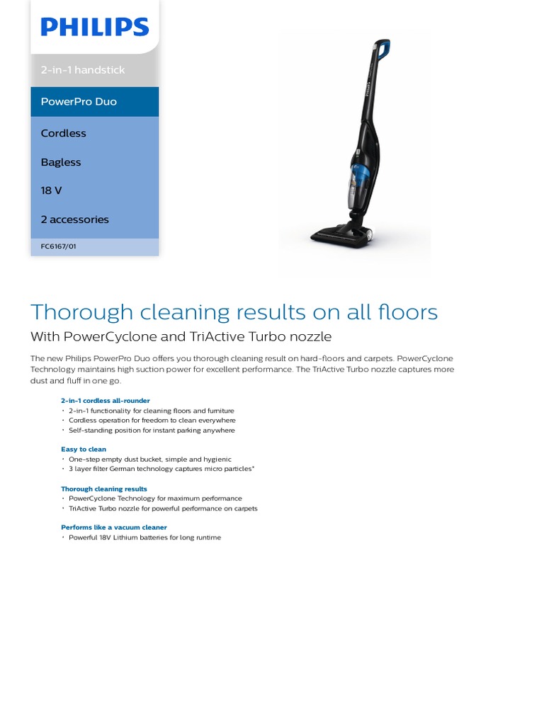 Philips-3888607986-Fc6167 01 Pss | PDF | Vacuum Cleaner | Rechargeable ...