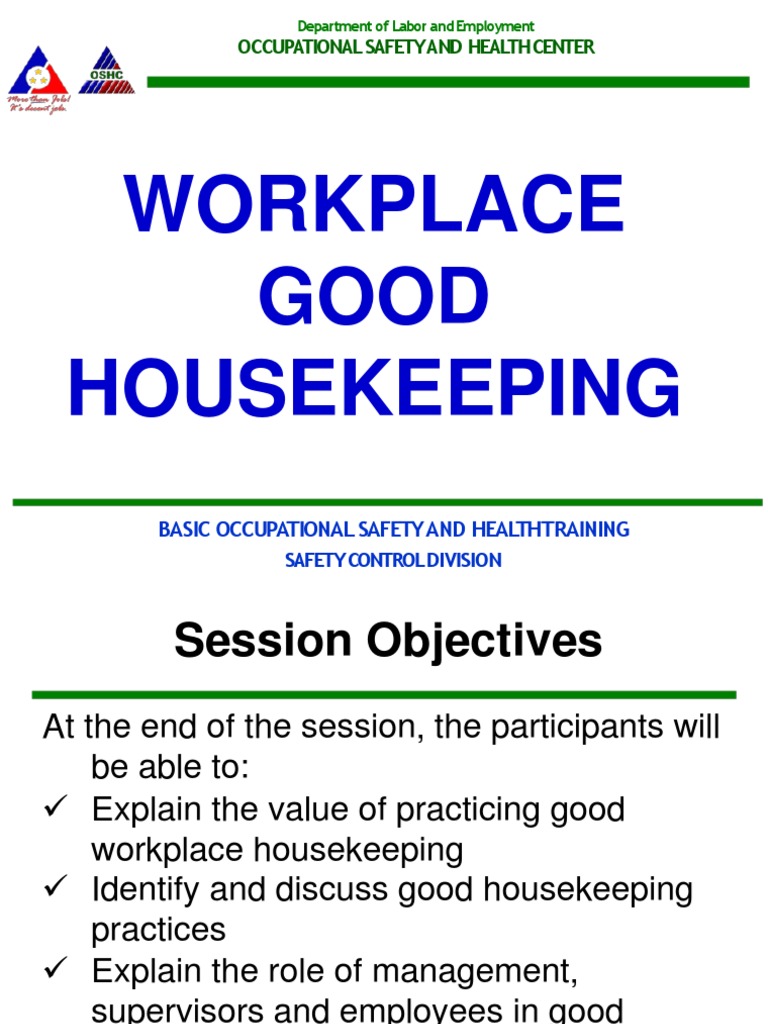Workplace Good Housekeeping: Occupational Safety and Healthcenter | PDF ...