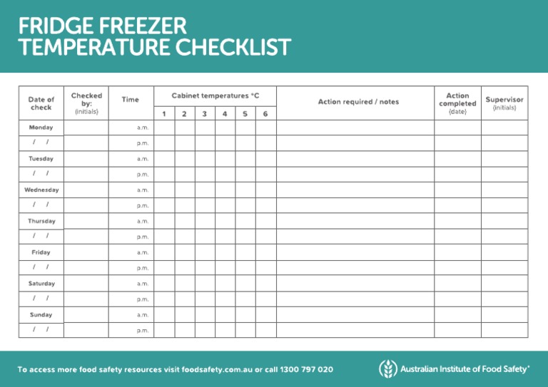 Fridge Freezer Temperature Checklist PDF | PDF