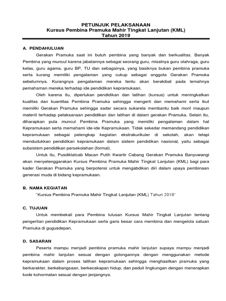 Petunjuk Pelaksanaan (Juklak) KML 2019 PDF | PDF