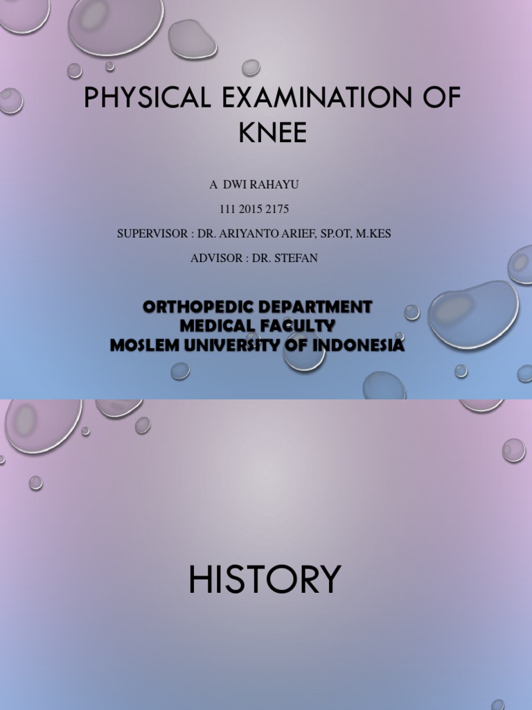 Physical Examination of Knee: Orthopedic Department Medical Faculty ...