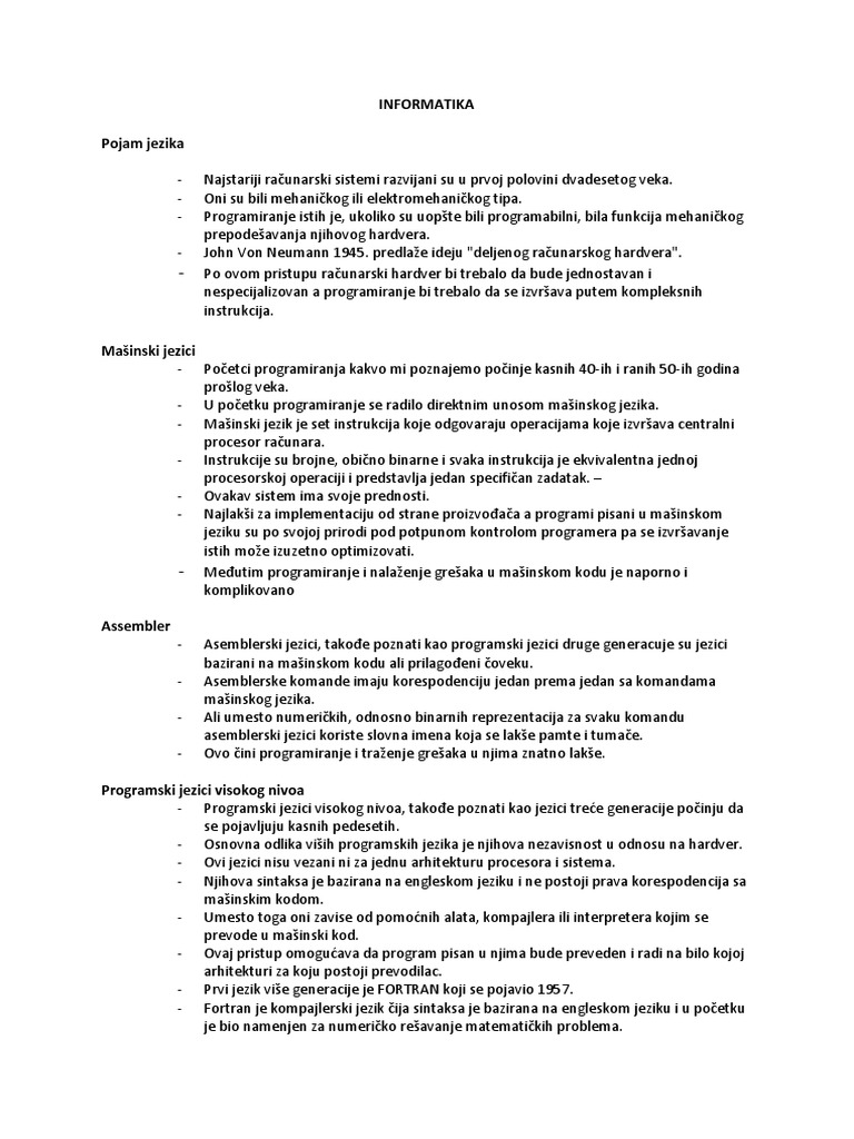 Historijski Razvoj Programskih Jezika | PDF