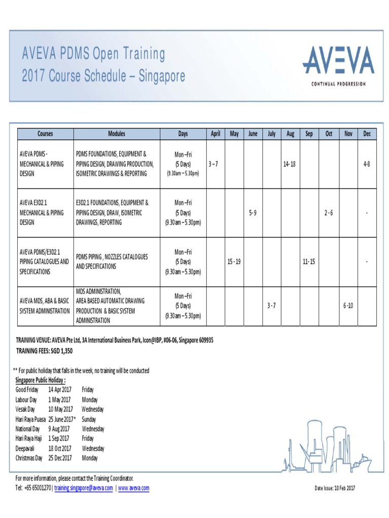 AVEVA Singapore PDMS Training Schedule | PDF | Traditions | Public Holiday