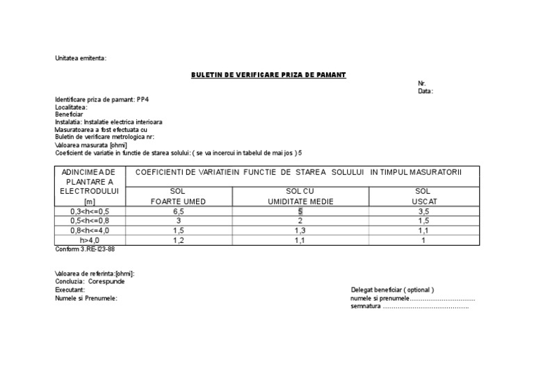 Model Buletin Priza Pamant | PDF