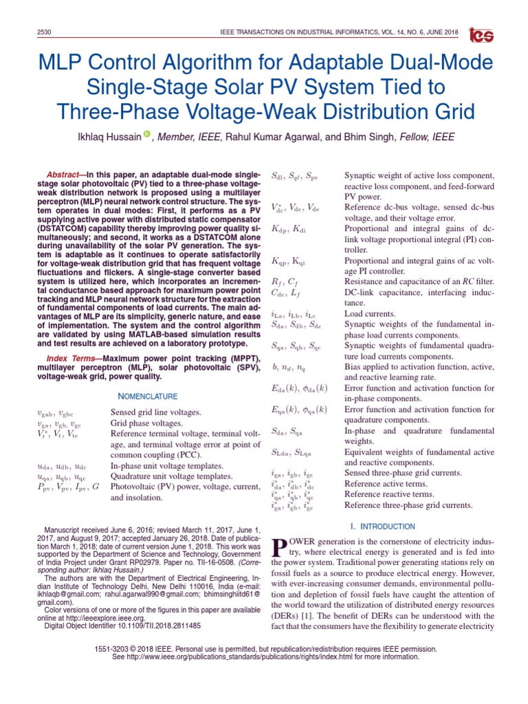 MLP Control Algorithm For Adaptable Dual-Mode Single-Stage Solar PV ...