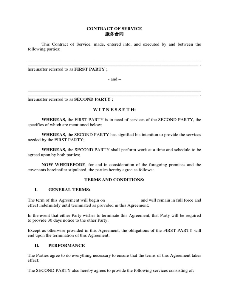 Sample General Service Contract | PDF | Mediation | Law And Economics
