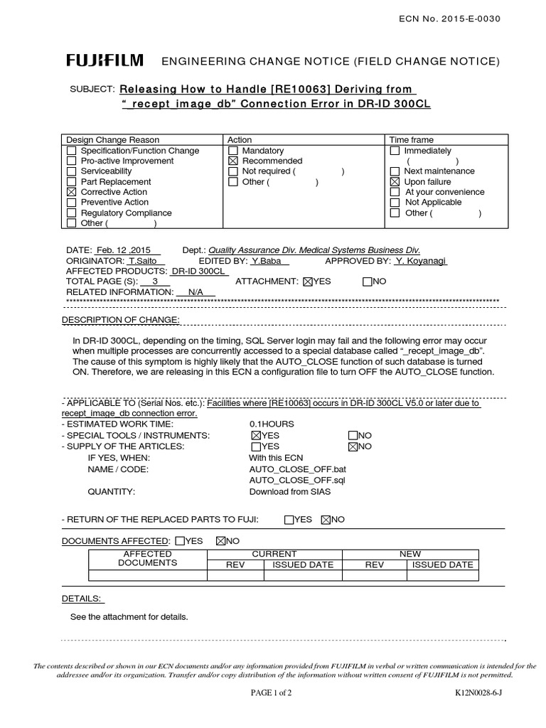 Engineering Change Notice (Field Change Notice) Releasing How To Handle ...