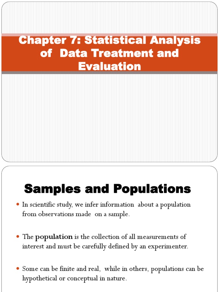 Statistical Analysis of Data Treatment and Evaluation: Understanding Key Concepts Related to ...