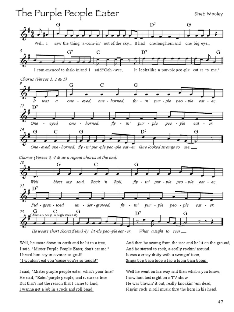 The Purple People Eater | PDF | American Songs | Songs