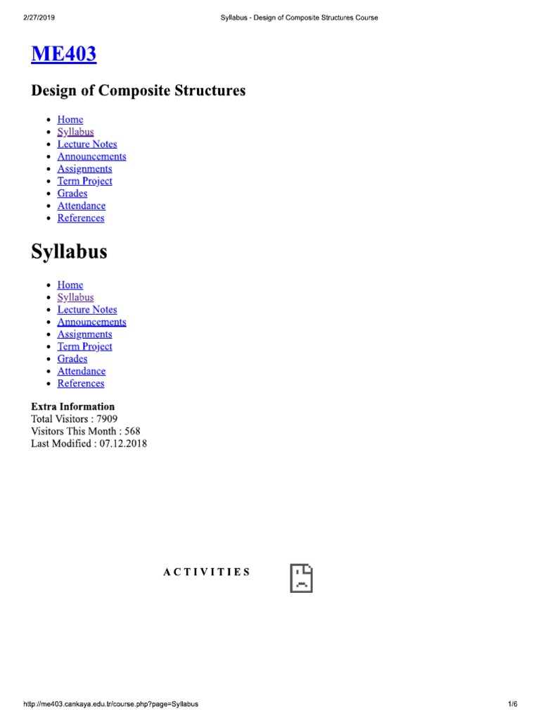 Syllabus - Design of Composite Structures Course | PDF