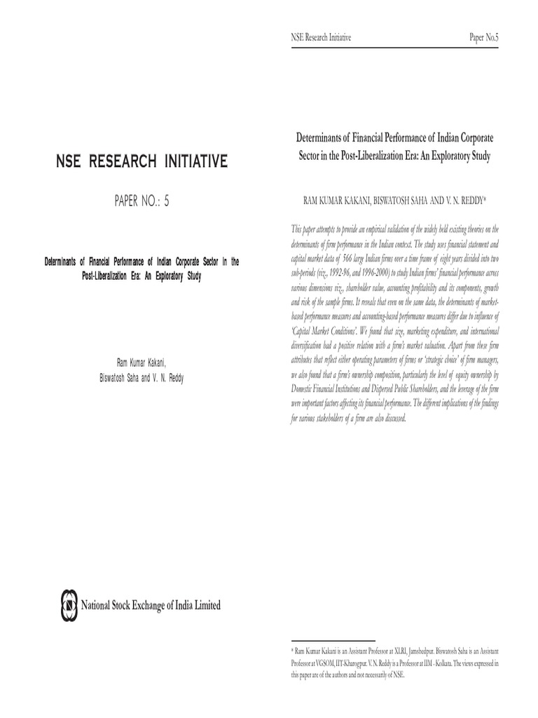 Nse Research Initiative: Paper No.: 5 | PDF | Capital Structure ...