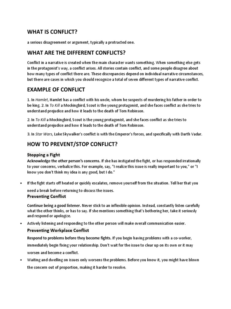 What Is Conflict?: Stopping A Fight | PDF