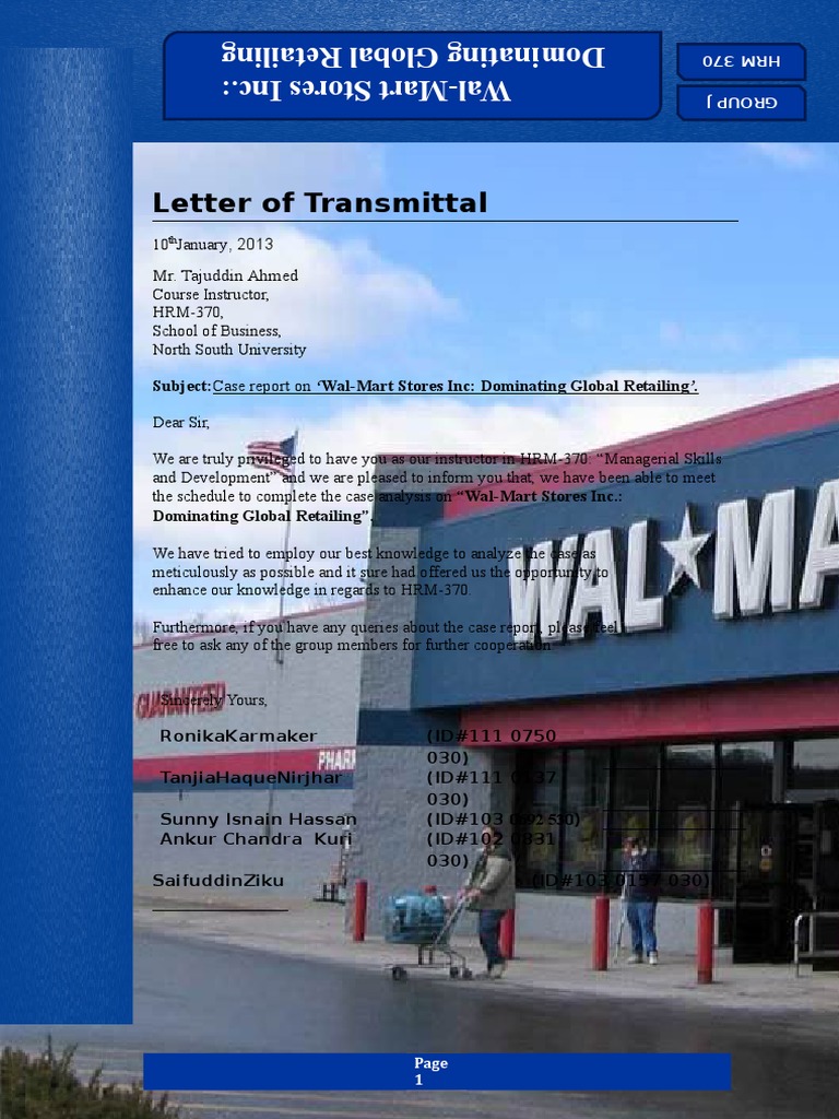 Case Study On Wal-Mart | PDF | Walmart | Retail