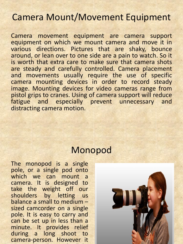 Camera Movement Equipment | PDF | Tripod (Photography) | Crane (Machine)