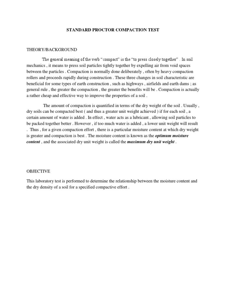 Standard Proctor Compaction Test | PDF | Soil | Nature