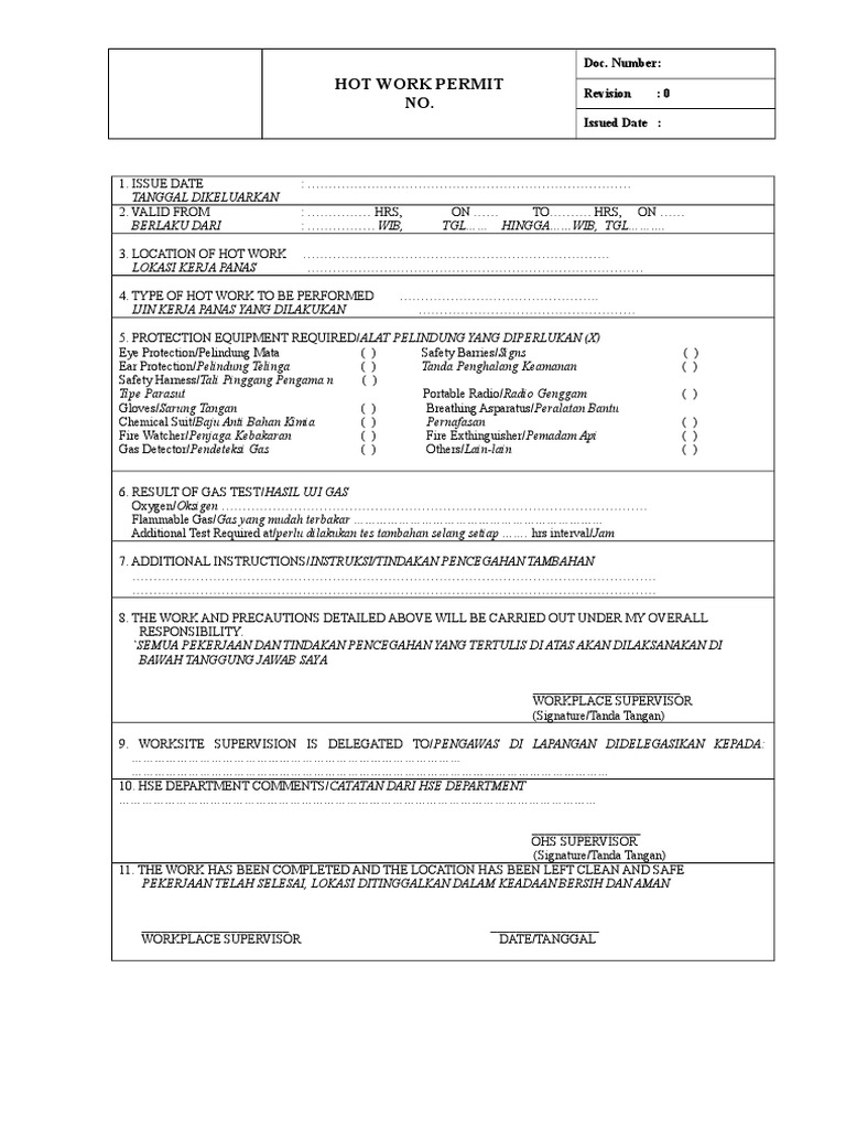 Hot Work Permit | PDF | Underwater Diving | Prevention