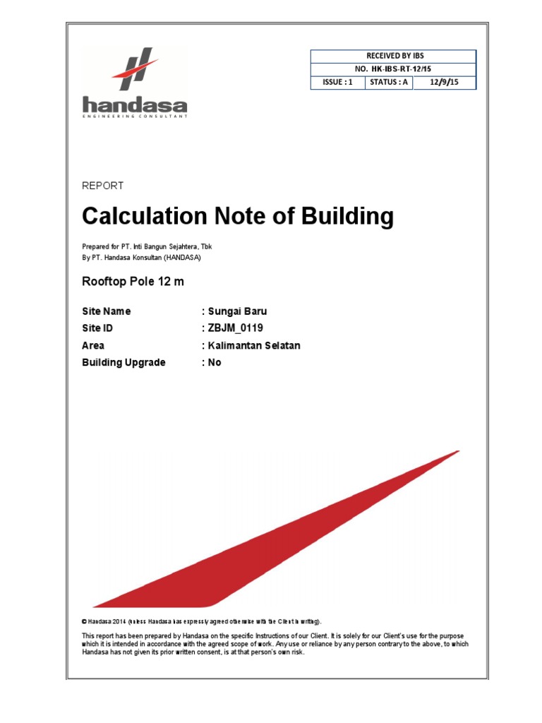 Calculation Note of Building: Rooftop Pole 12 M | PDF | Structural ...