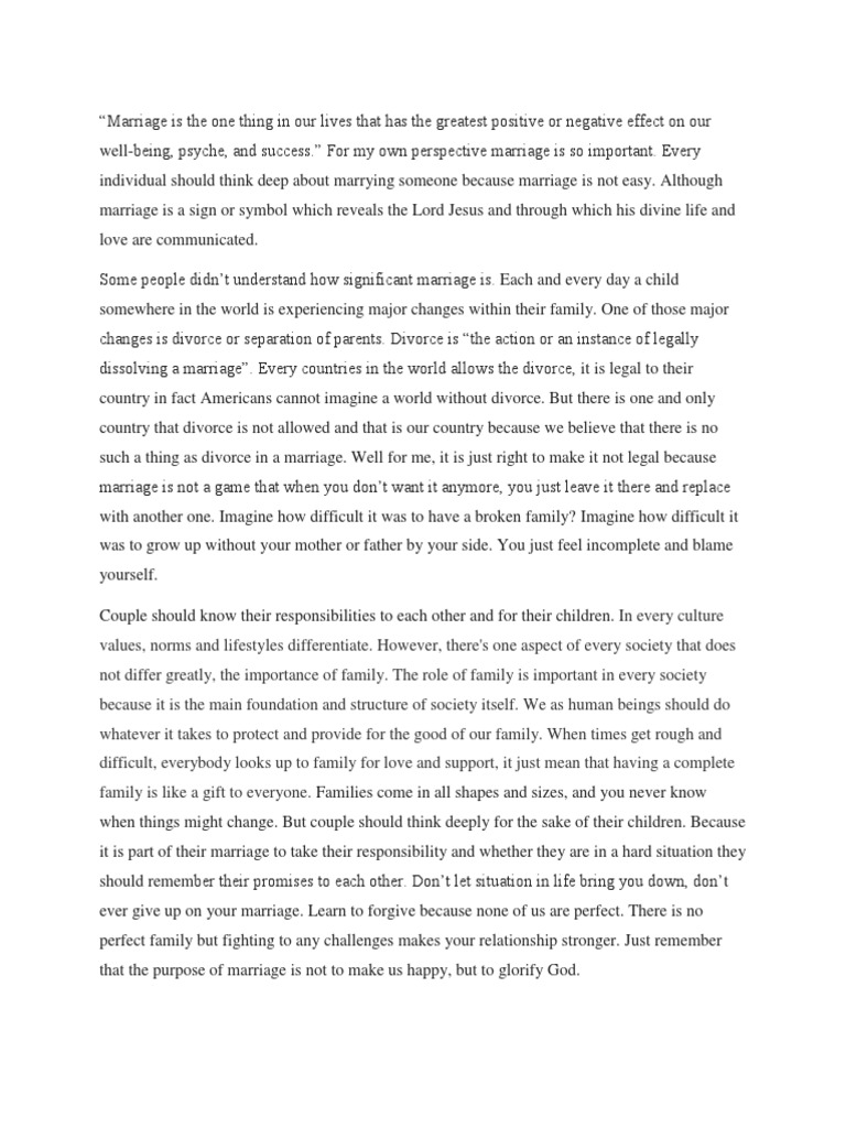 Reflections on the Importance of Marriage | PDF | Family | Marriage