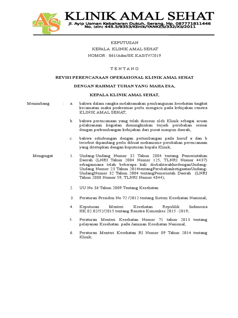 1 1 5 4 SK Revisi Perencanaan Operasional | PDF