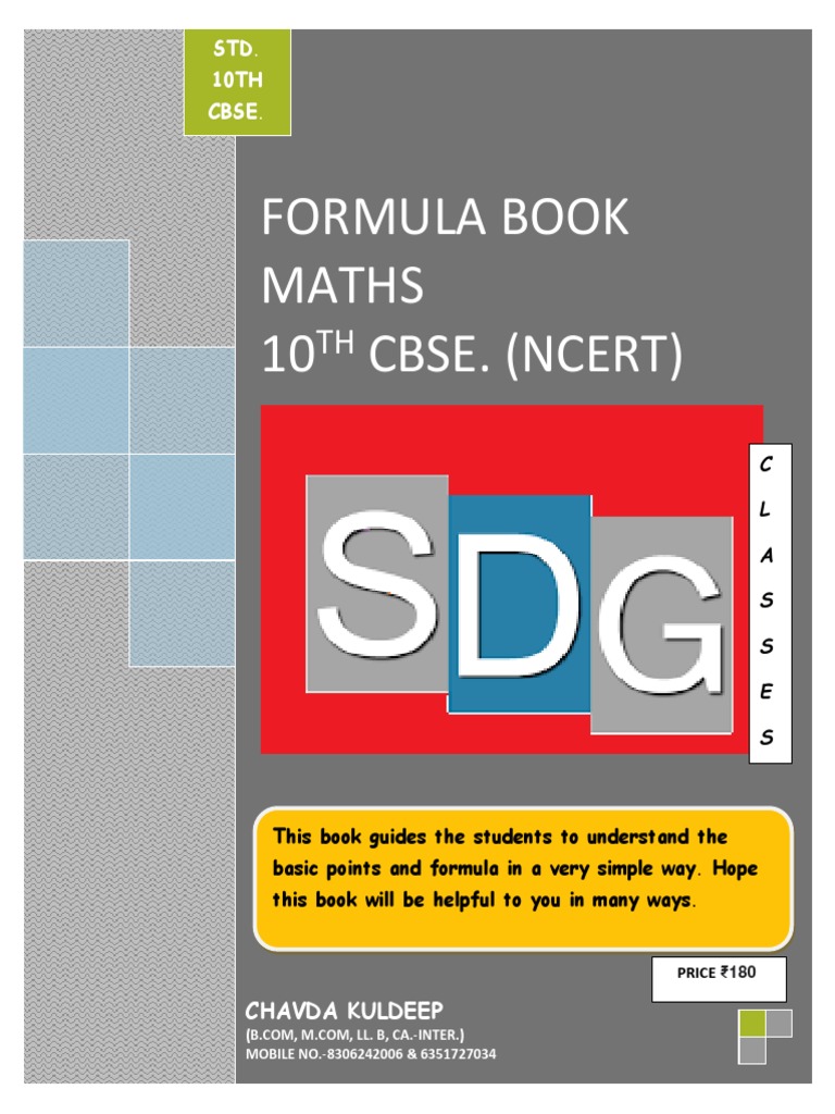 10th CBSE Maths Formula Book | PDF