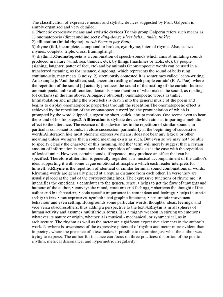 The Classification of Expressive Means and Stylistic Devices Suggested ...